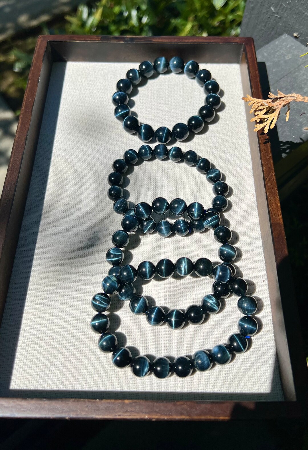 12mm/10mm Blue Tiger’s Eye Stone Bracelet,high Quality Natural Blue ...