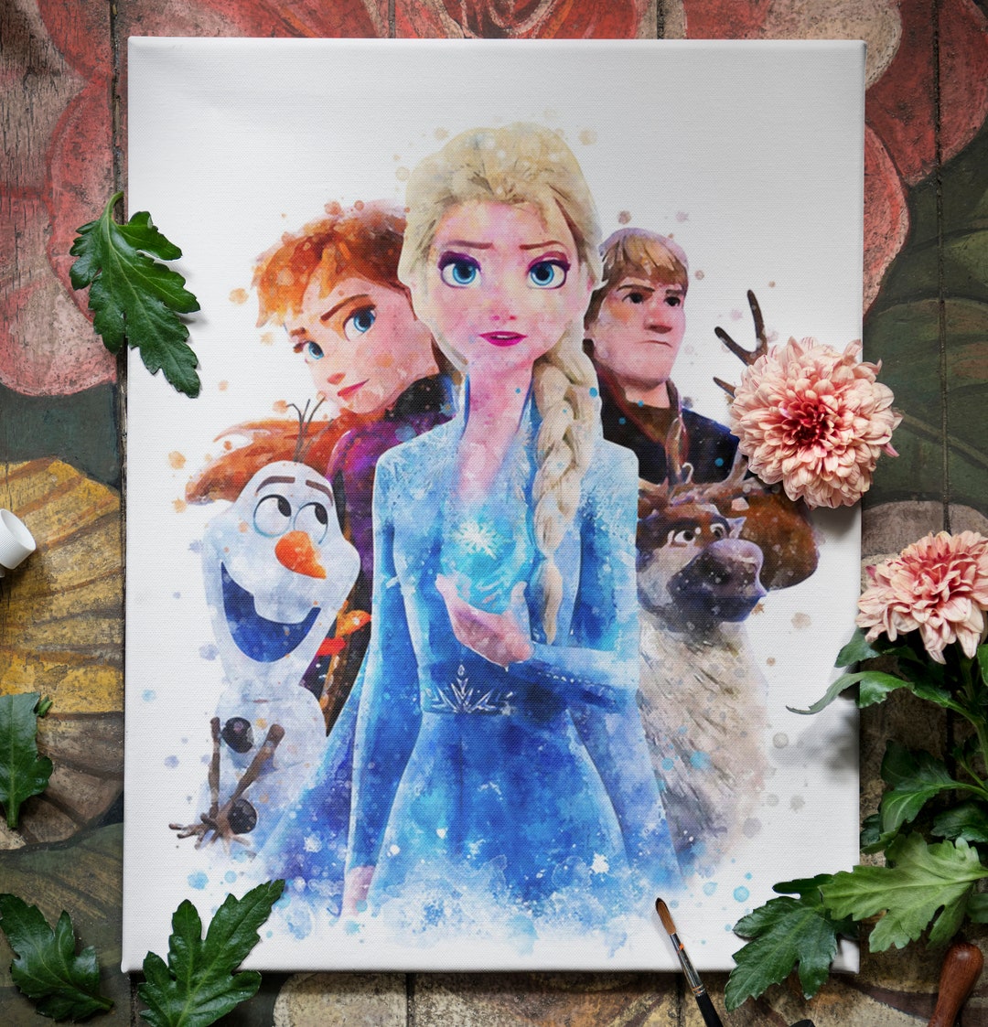 Frozen Princess Anna & Elsa Watercolour A4 Portrait Wall Decor - Etsy