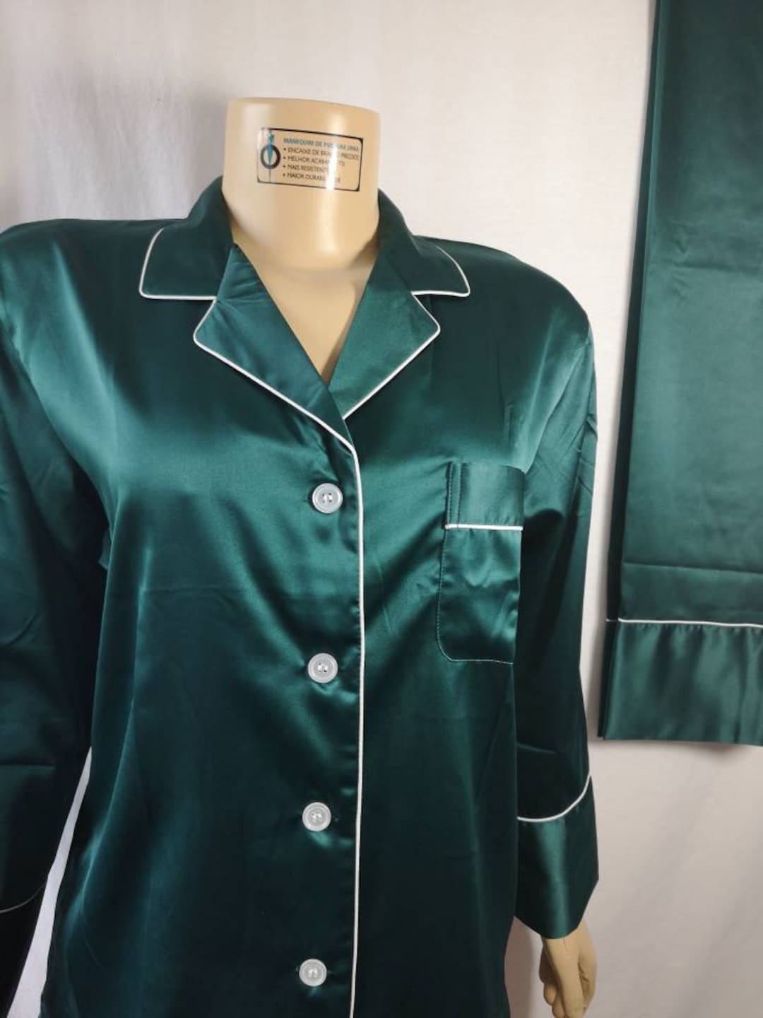 Emerald Green Satin Pajama Set – Women's Silk Pjs With Eye Mask - Etsy
