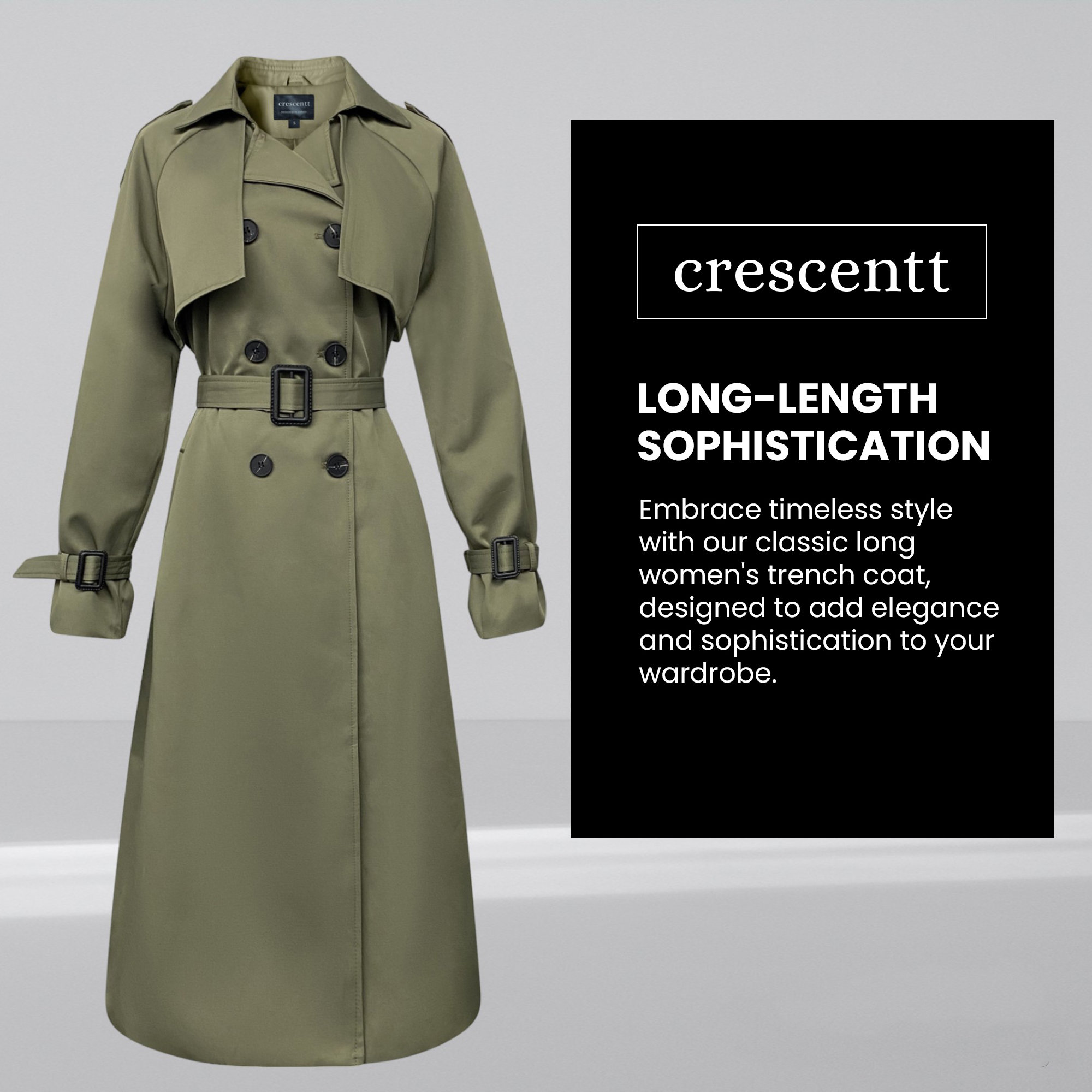 Classic Luxury Trench Coat for Women - Army Green Waterproof Wind ...