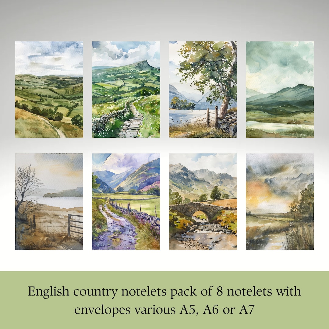 Watercolour Notelets, Set of Eight Cards and Envelopes, Walking ...