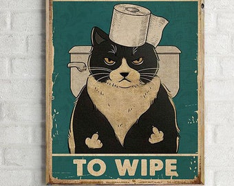 Remember to Wipe Cat Poster - Etsy