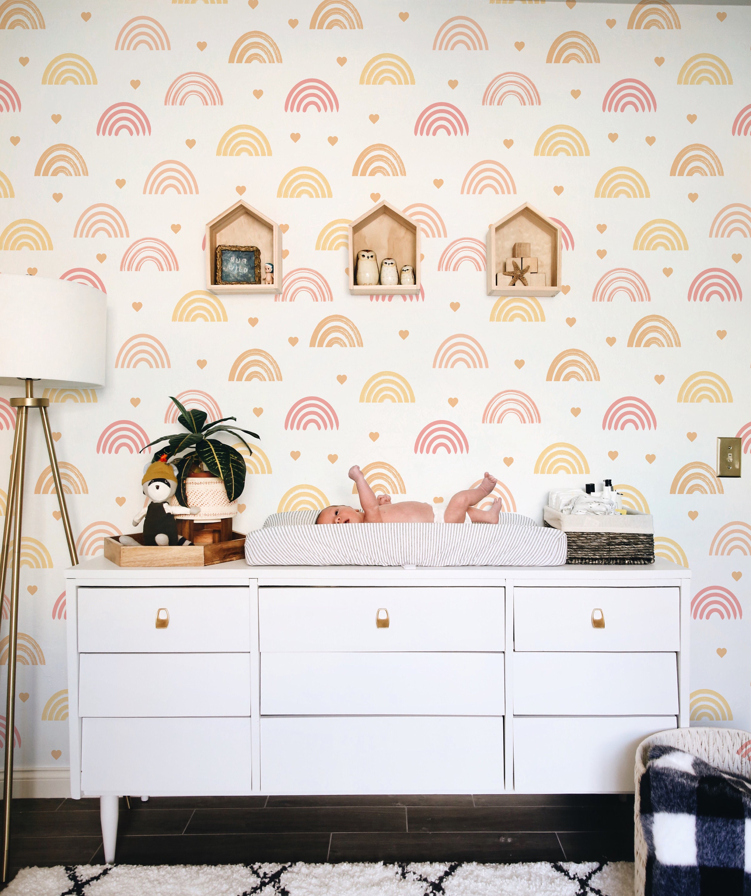 Cute Pink Rainbow Wallpaper minimal Custom Color Rainbows - Etsy