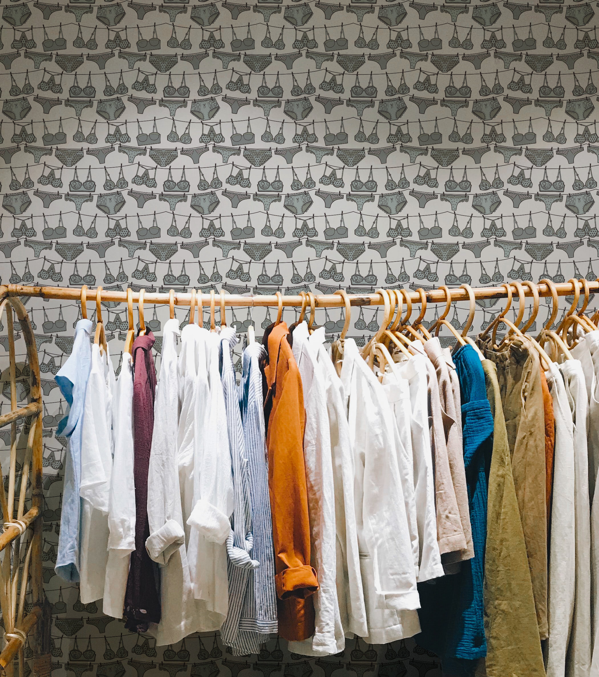 Laundry Room Wallpaper Custom Color Undergarments Peel and - Etsy