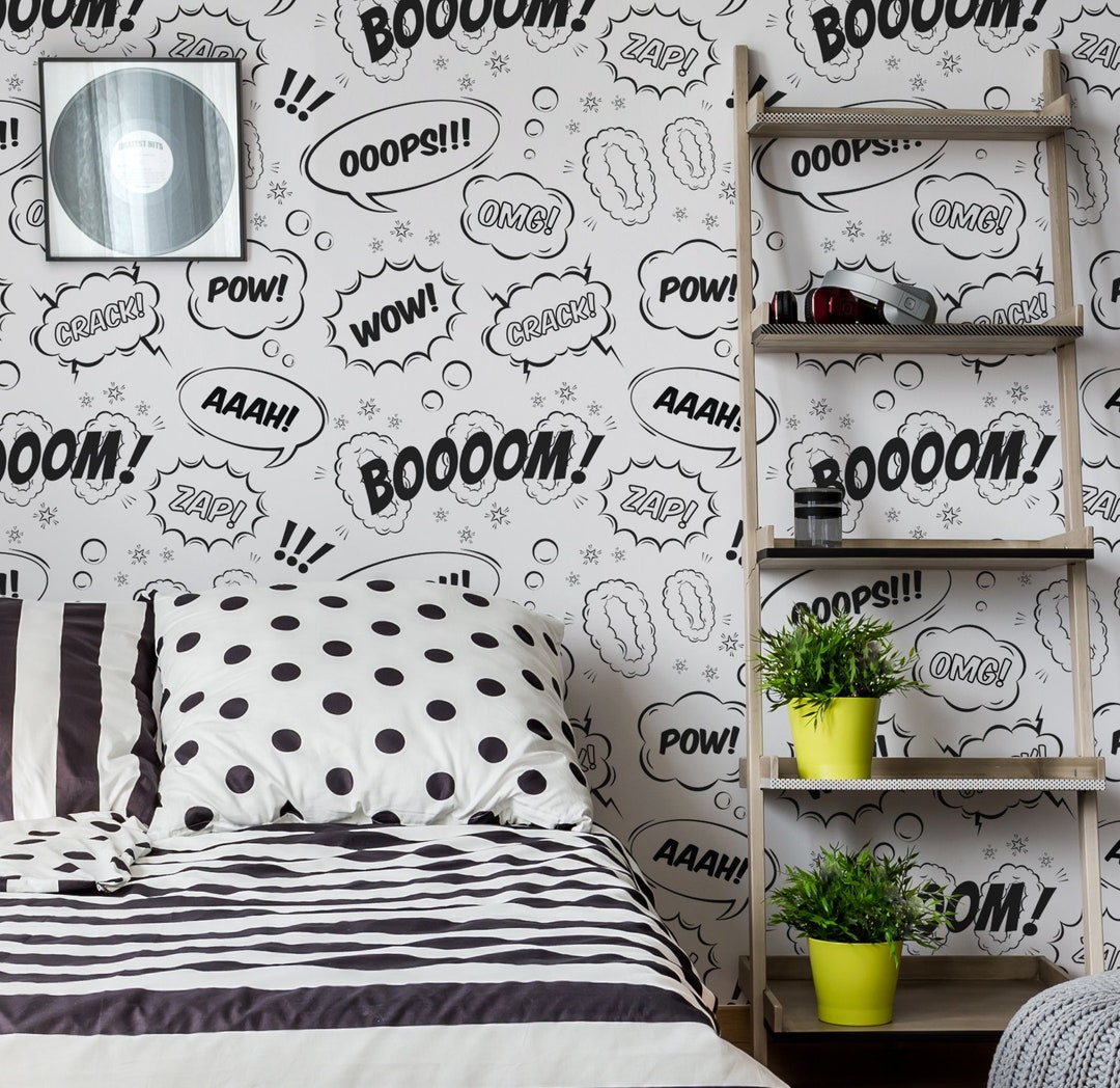Comic Book Speech Wallpaper - Retro Comic Bubbles Peel and Stick ...