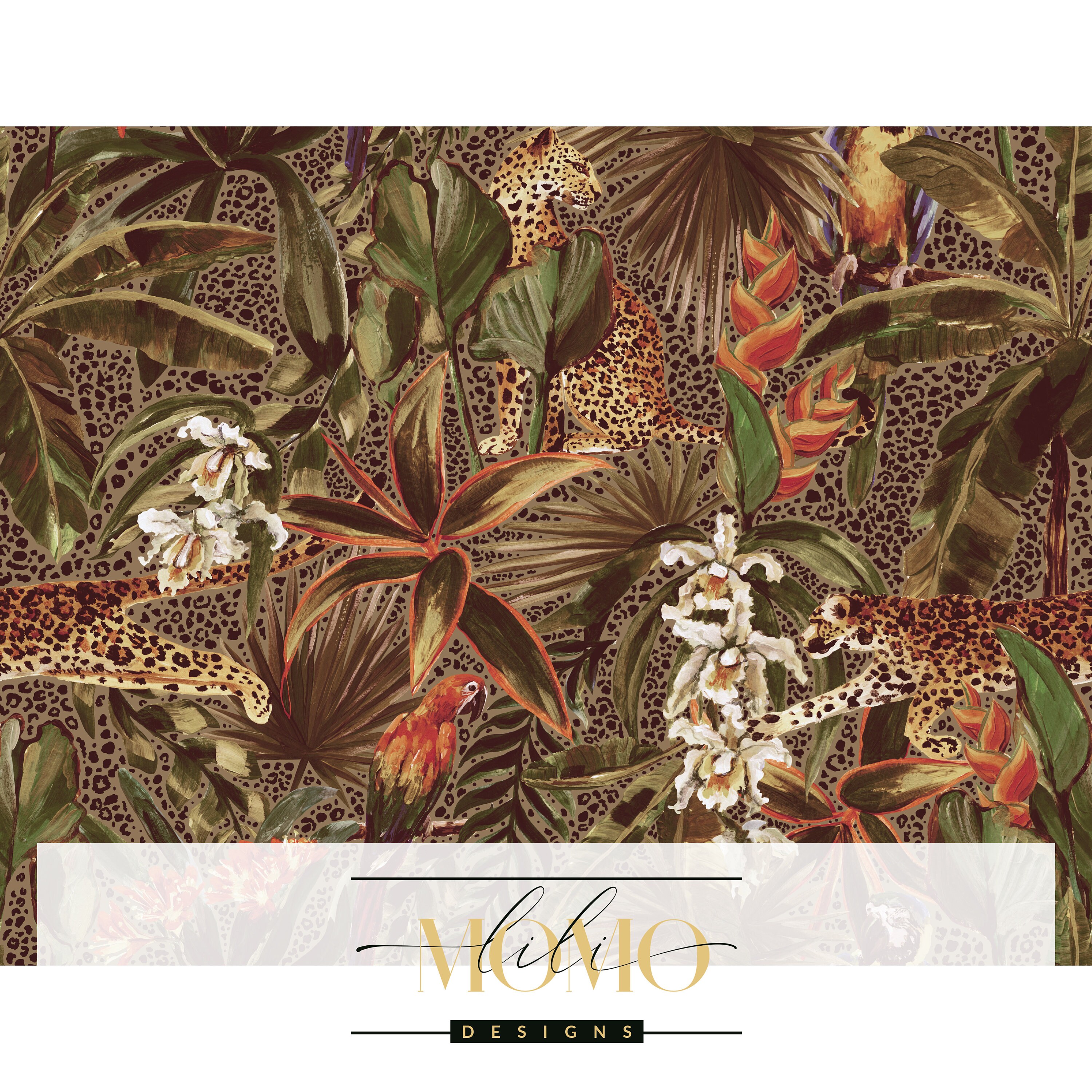 Tropical Jungle Wallpaper Tropical Animal Print & Leopard - Etsy