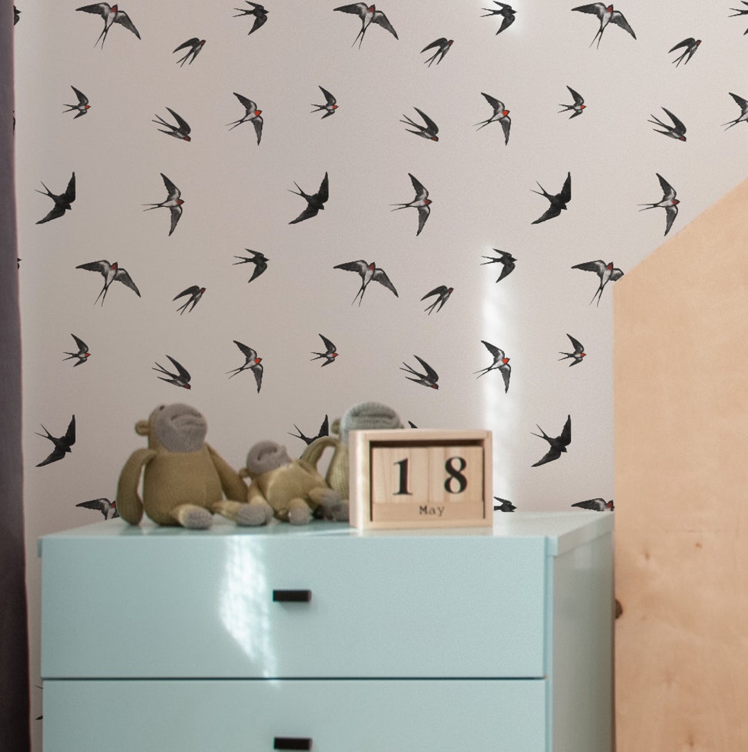Flying Swallow Birds Wallpaper - Swallow Birds Peel and Stick Removable ...