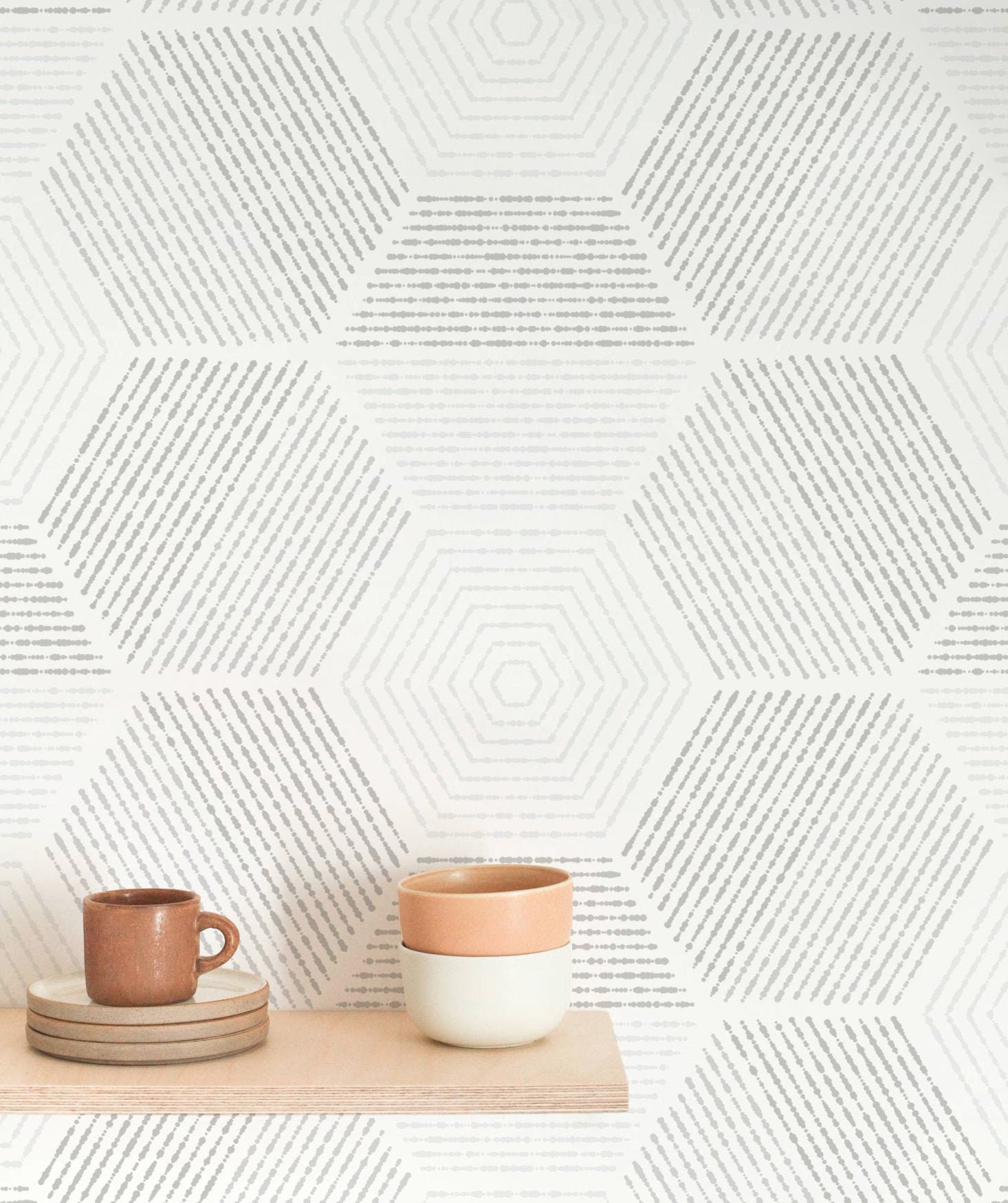 Hexagon Pattern Wallpaper Modern Geometric Hexagons Pattern - Etsy