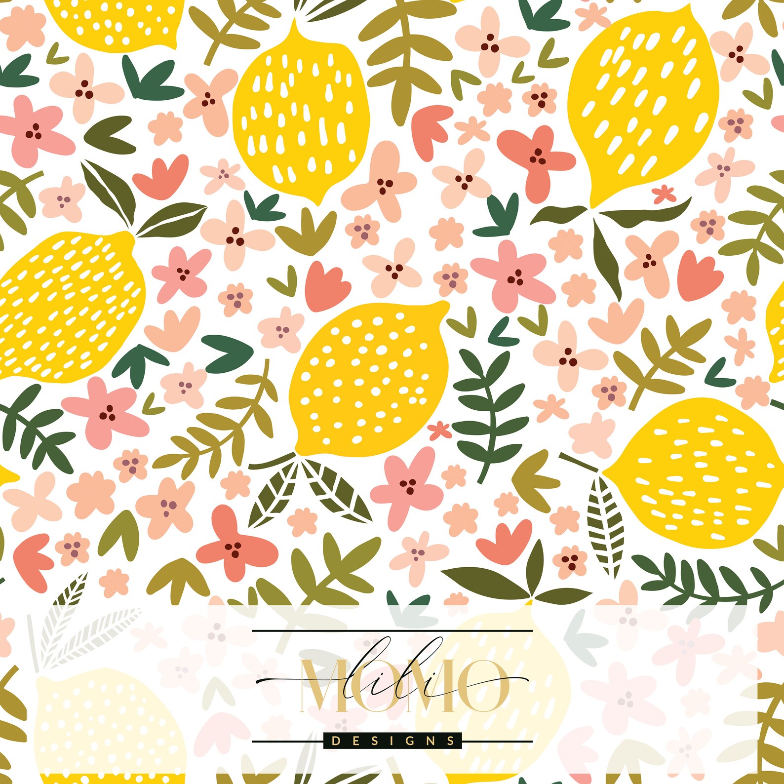 Colorful Lemons and Blossoms Wallpaper Flowers and Lemons | Etsy