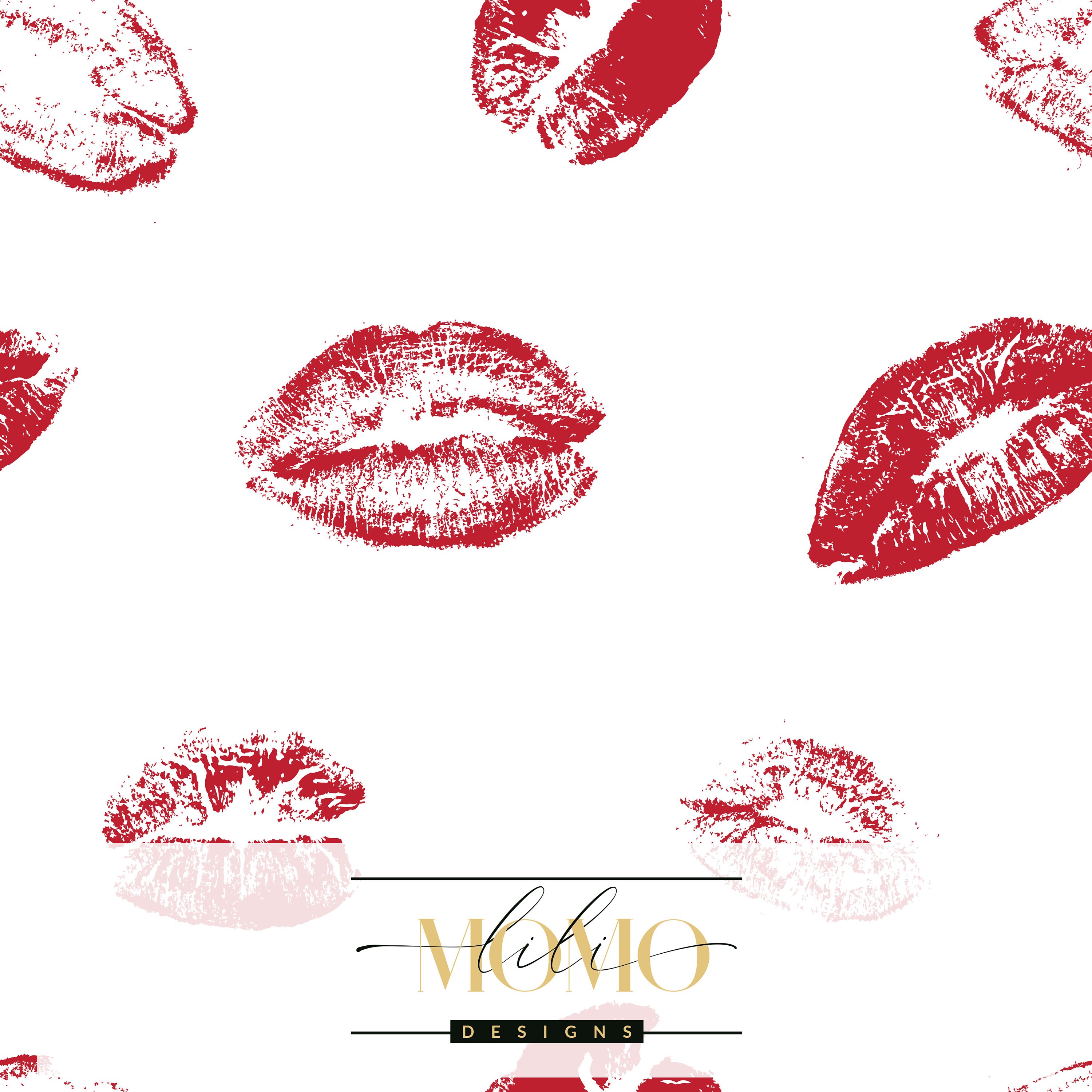 Red Lipstick Imprints Wallpaper Red Lips Imprints Peel and - Etsy