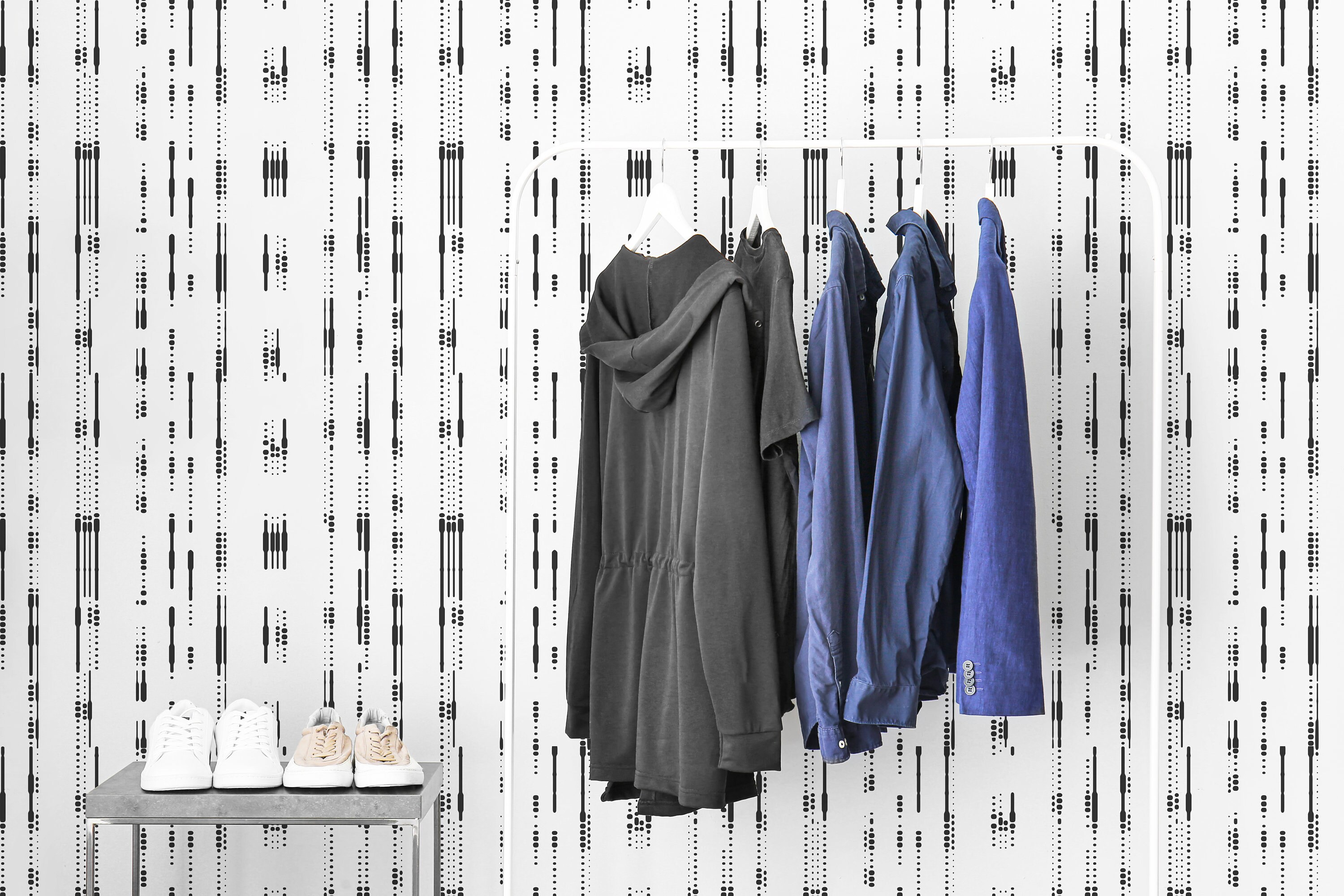 Morse Code Wallpaper Geometric Black and White Lines Peel - Etsy