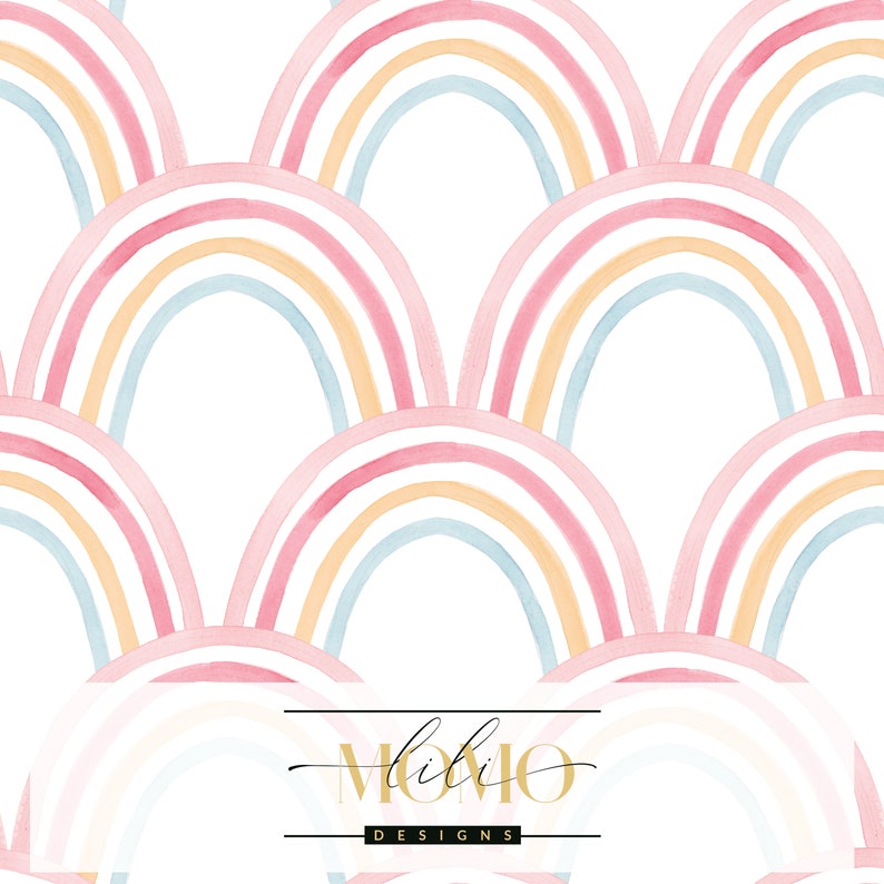 Cute Pink Rainbow Wallpaper Bohemian Pink Rainbows Peel and | Etsy