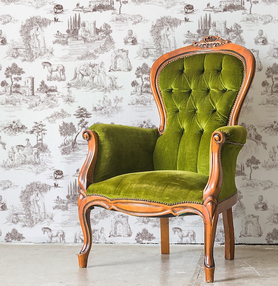 Brown Toile Countryside Wallpaper Vintage French Custom - Etsy