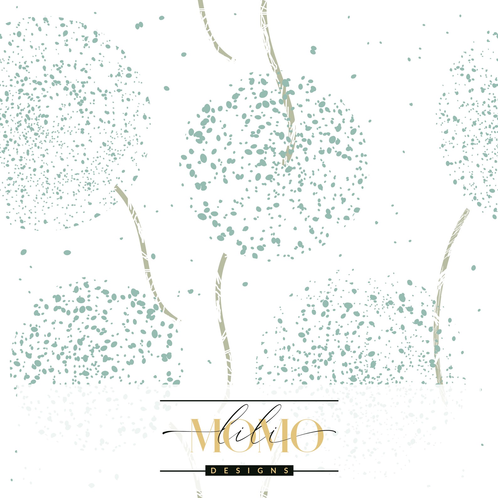 Dandelion Flowers Wallpaper - Custom Color Teal Floral Pattern Peel and ...