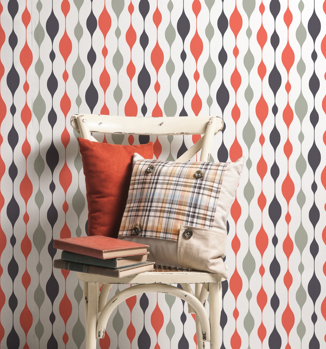 Colorful Mid-century Modern Wallpaper - Custom Color MCM Multicolor Art ...