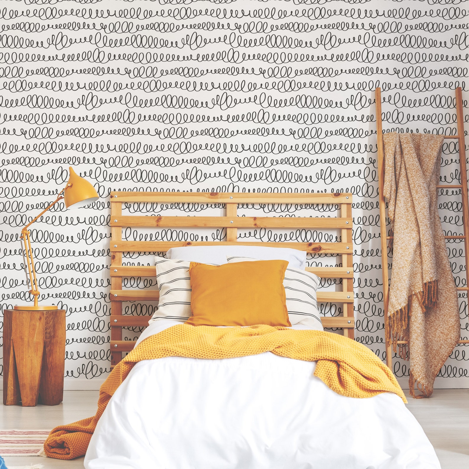 Whimsical Modern Doodle Wallpaper Custom Color Line Drawing - Etsy