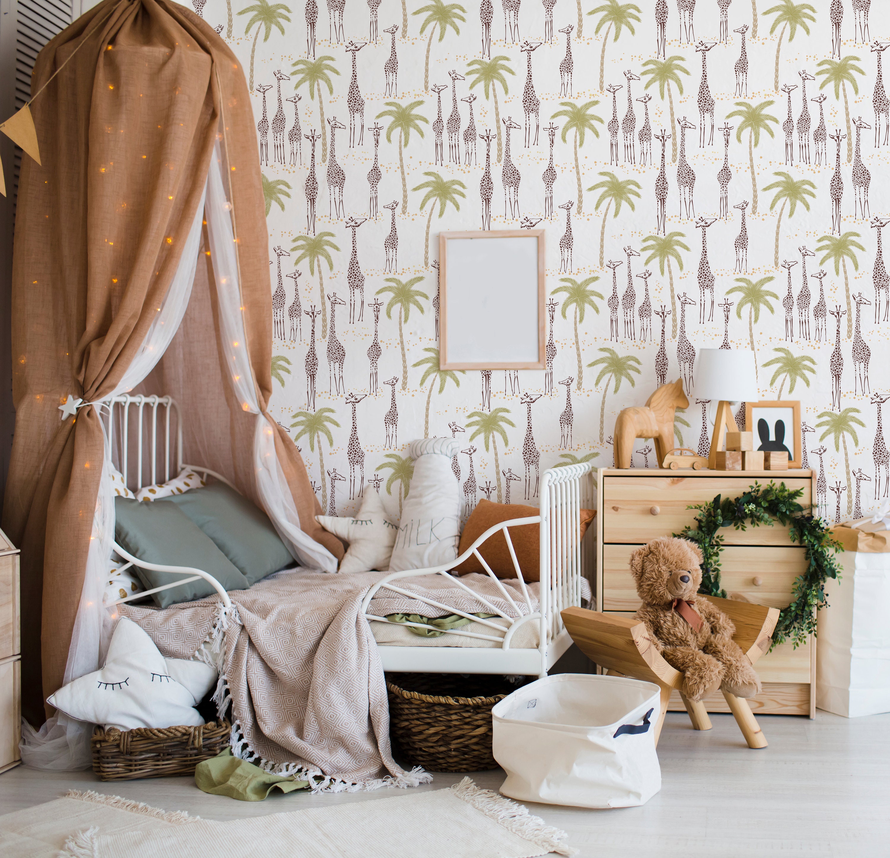 Safari Animals Wallpaper Custom Color Hand Drawn Safari and - Etsy