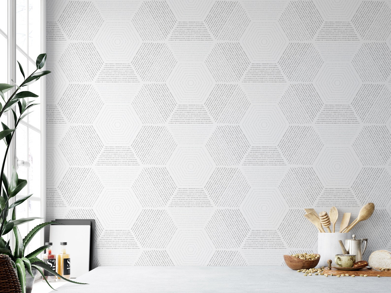 Hexagon Pattern Wallpaper Modern Geometric Hexagons Pattern - Etsy