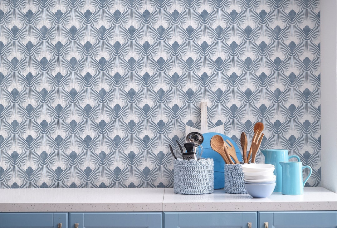 Romantic Watercolor Shell Pattern Wallpaper - Peel and Stick Removable ...