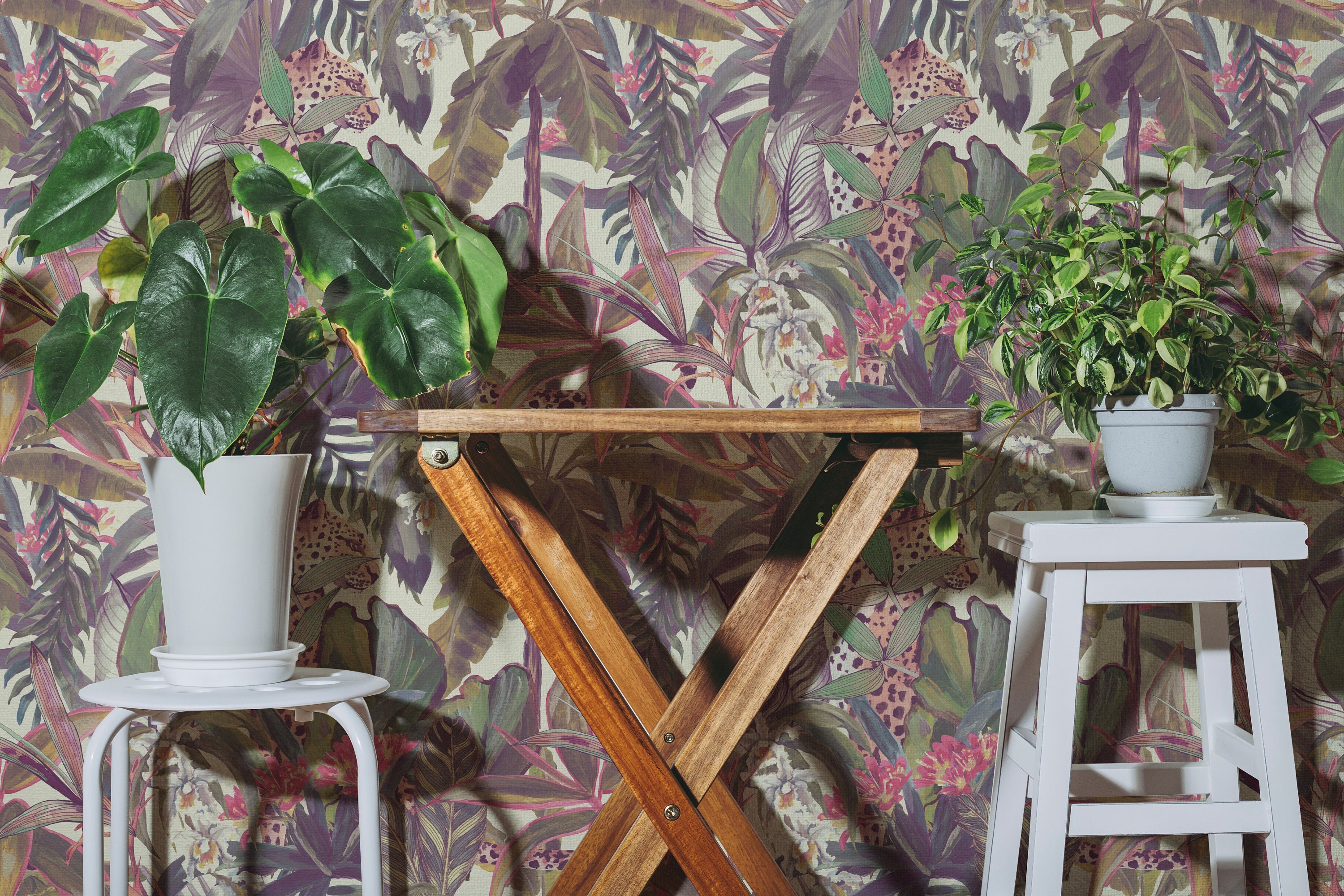 Modern Tropical Jungle Wallpaper Hand Painted Tropics and - Etsy