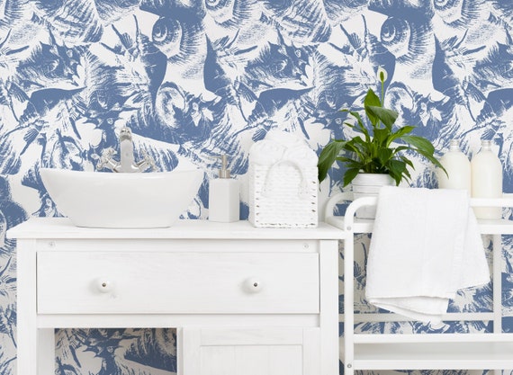 Modern Seashell Wallpaper Custom Color Monochrome Seashells | Etsy