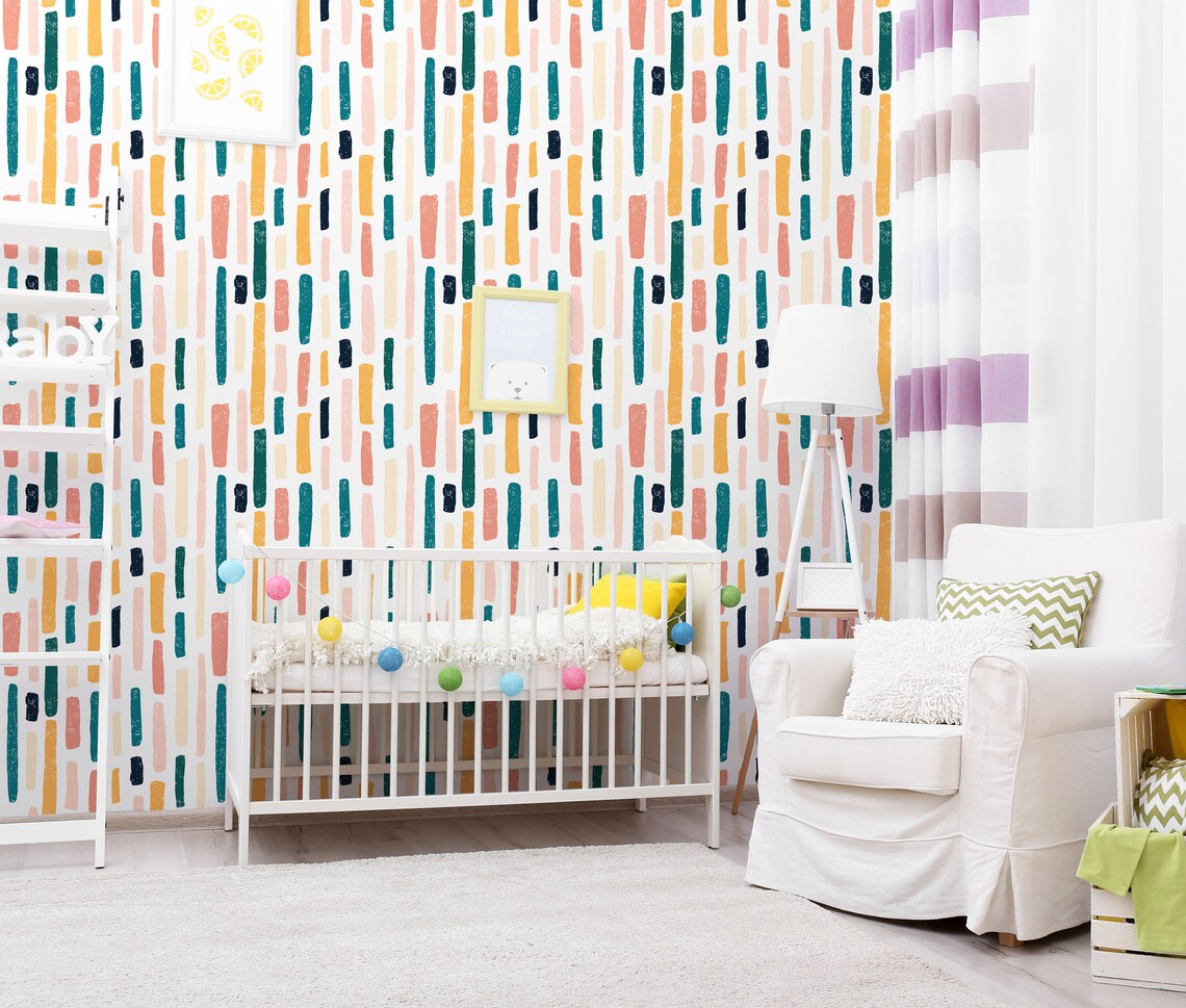 Colorful Brush Strokes Wallpaper - Custom Colors Retro Brush Strokes ...