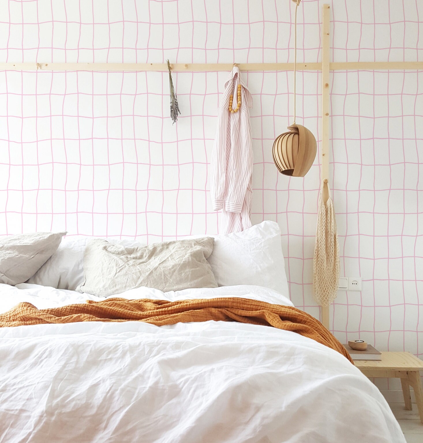 Minimal Custom Color Net Wallpaper Pattern Hand Drawn Pink - Etsy