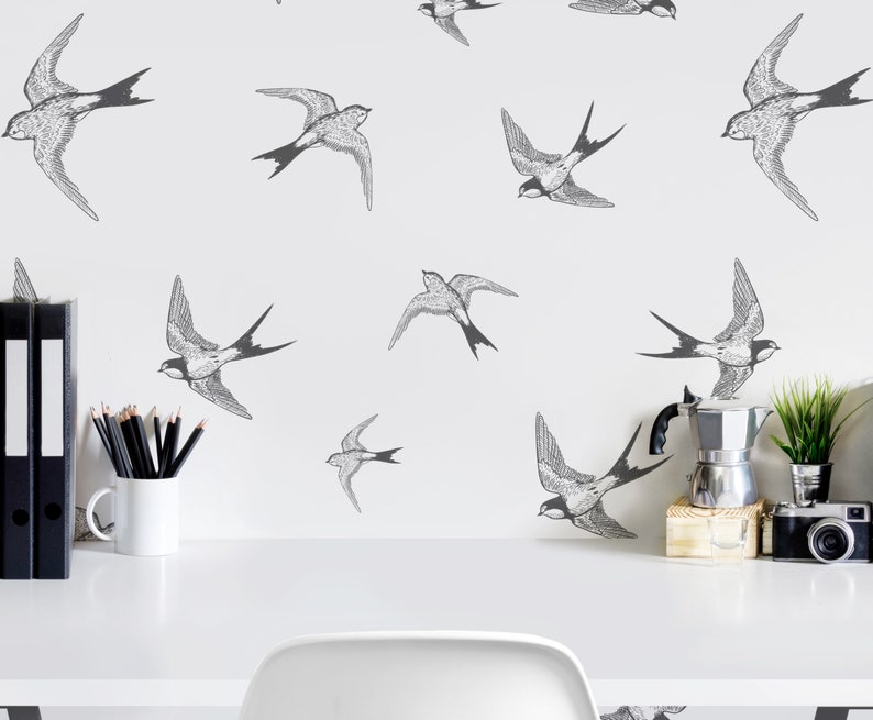 Flying Swallow Birds Wallpaper - Bird in Flight Peel and Stick ...