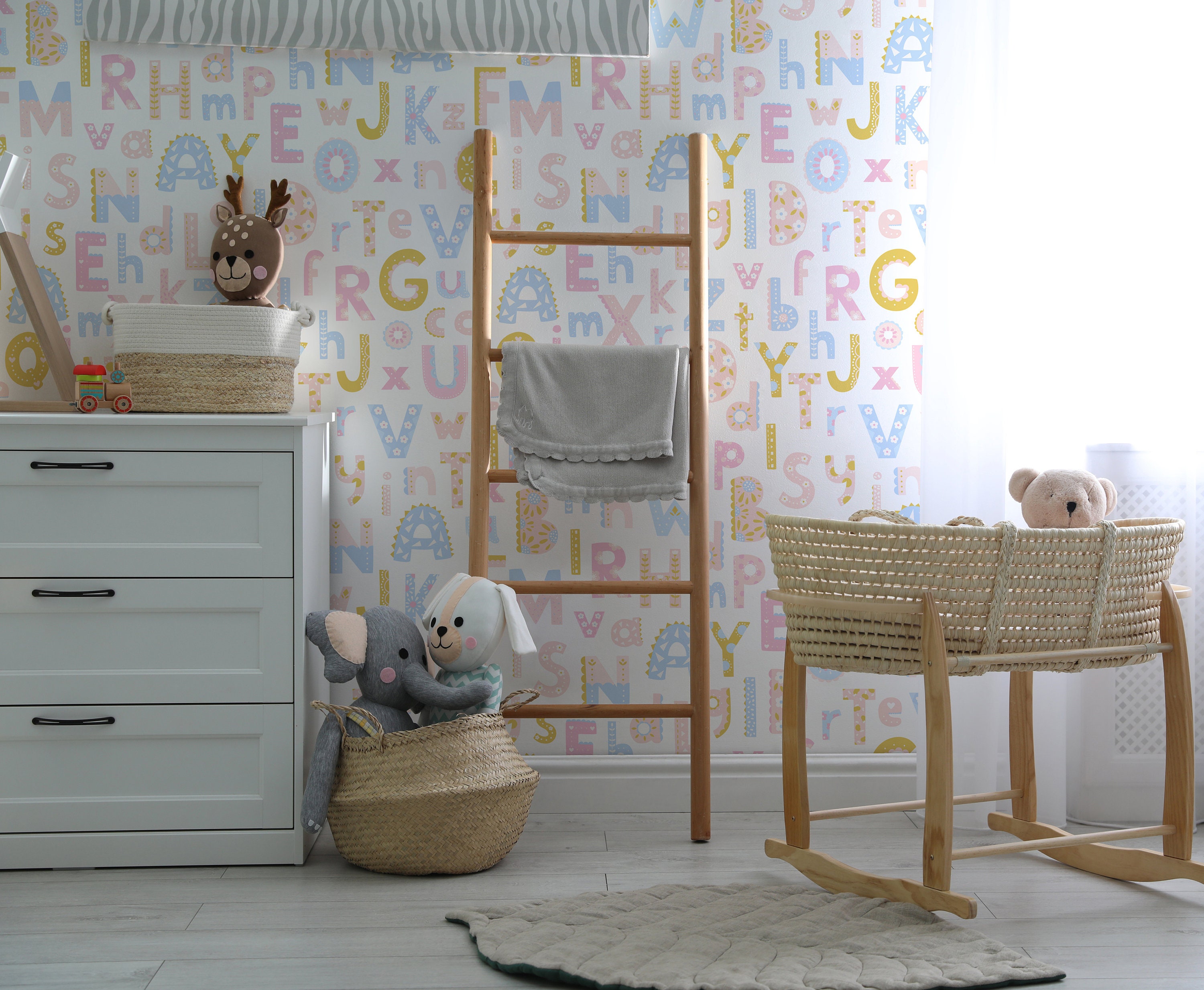 Colorful Alphabets Wallpaper Unisex Pink and Blue Alphabet - Etsy