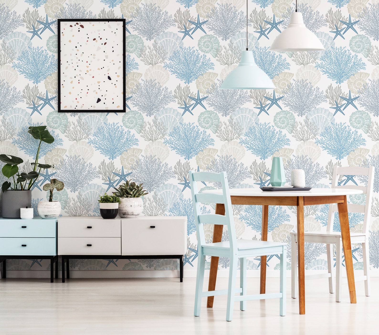 Coral Seashells Starfish Custom Color Wallpaper - Seashells Corals and ...