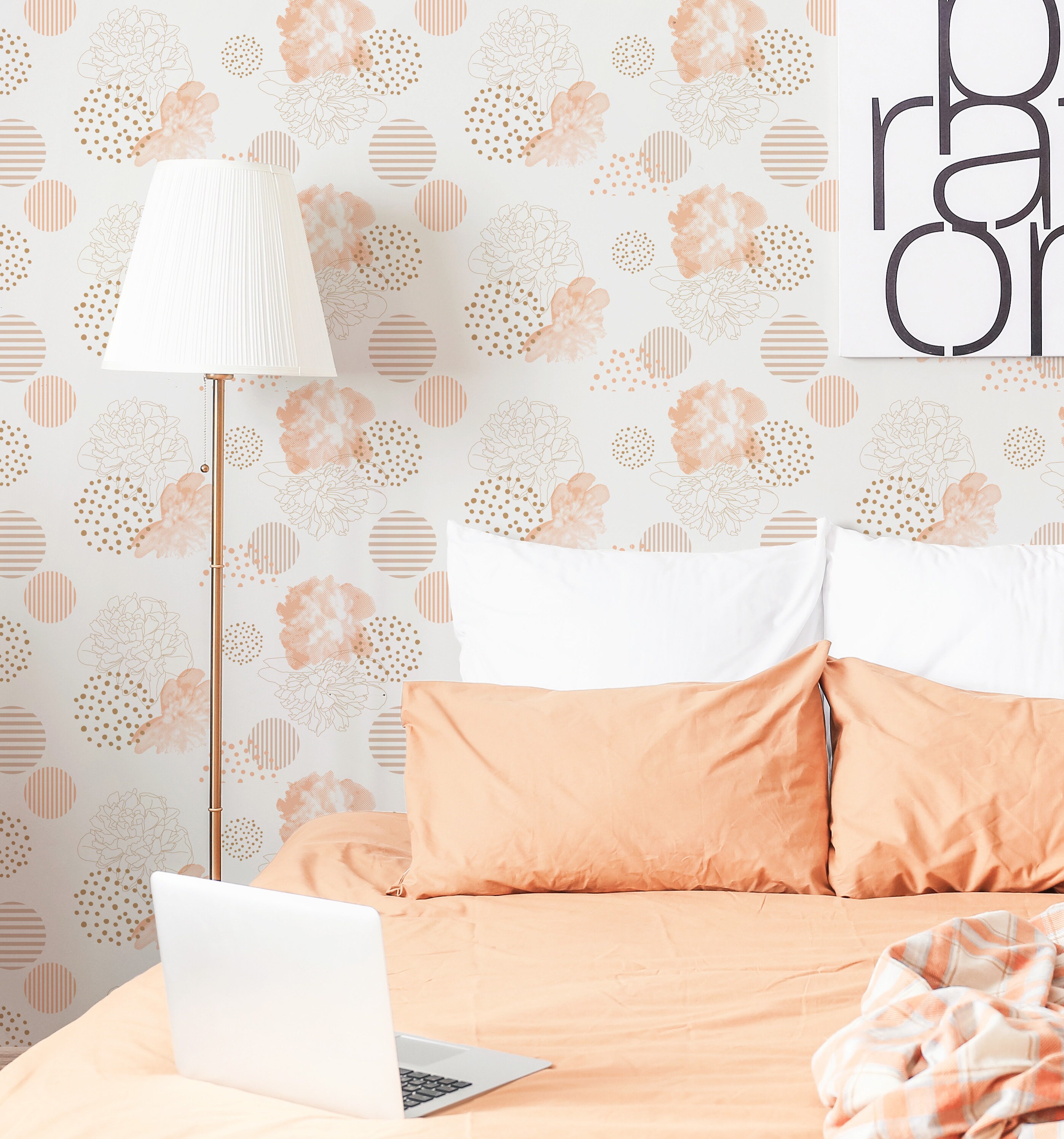 Peach Polka Dot Wallpaper