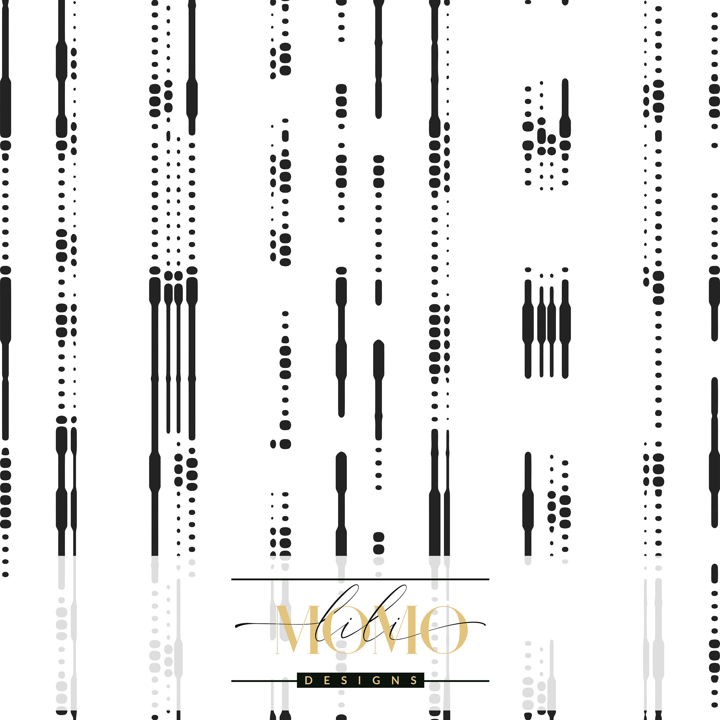 Morse Code Wallpaper Geometric Black and White Lines Peel - Etsy