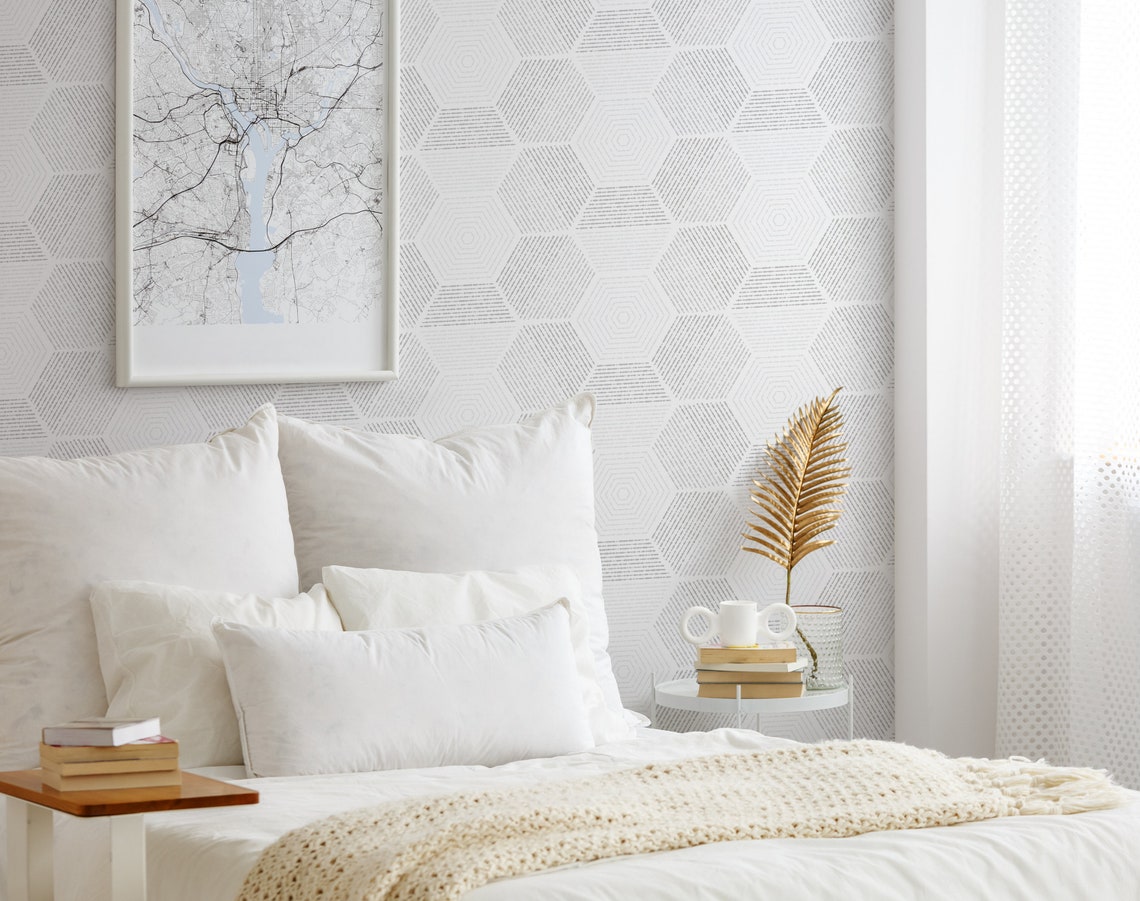 Hexagon Pattern Wallpaper Modern Geometric Hexagons Pattern - Etsy
