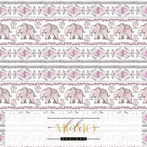 Watercolor Elephant Tribal Art Nursery Wallpaper - Ethnic Bohemian ...