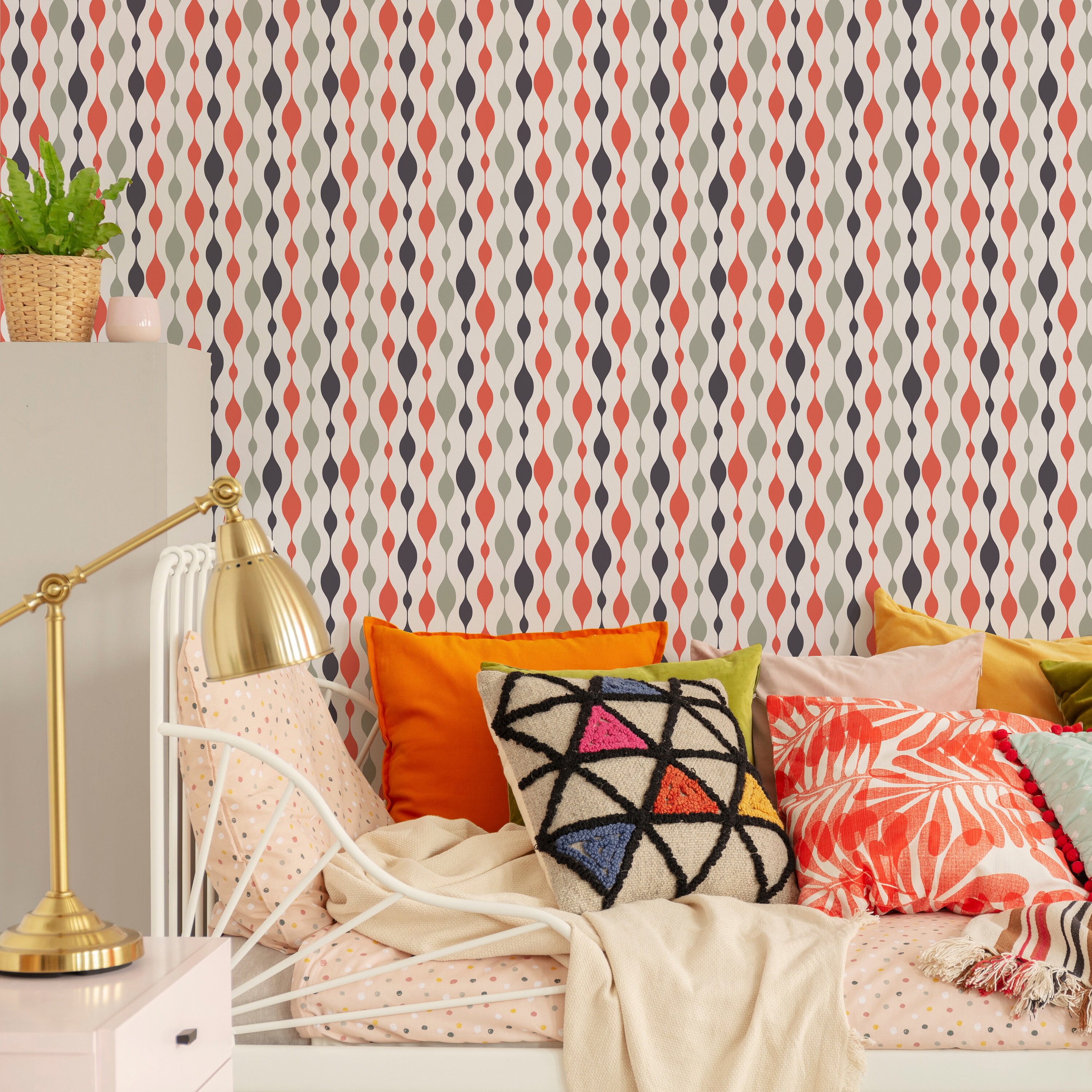 Colorful Mid-century Modern Wallpaper Custom Color MCM - Etsy
