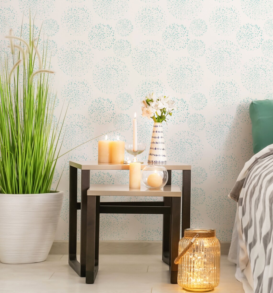 Teal Dandelion Splash Wallpaper - Delicate Peel and Stick Removable ...