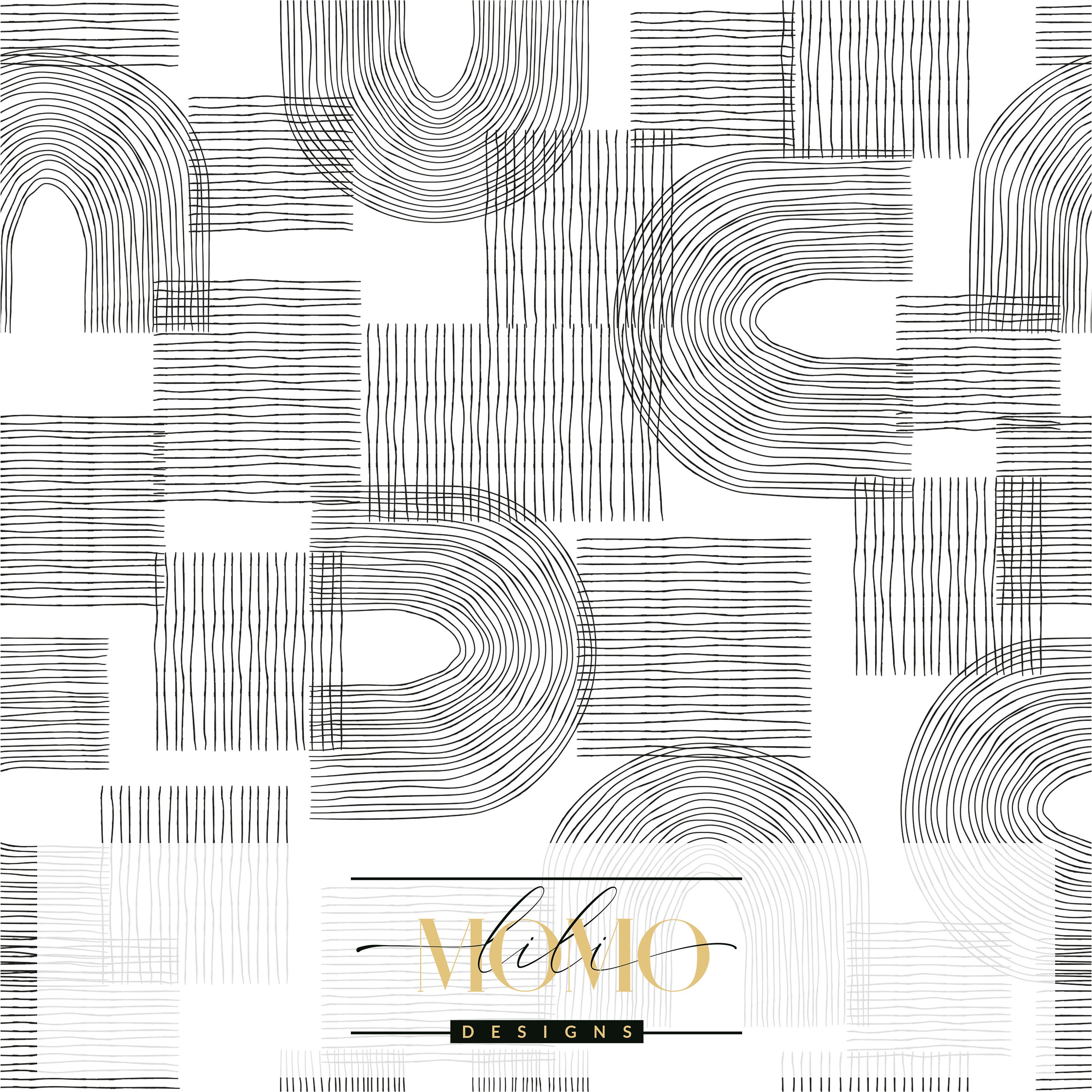 Mid Century Rainbows Wallpaper Gray Line Rainbows Peel and - Etsy