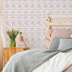 Watercolor Elephant Tribal Art Nursery Wallpaper - Ethnic Bohemian ...
