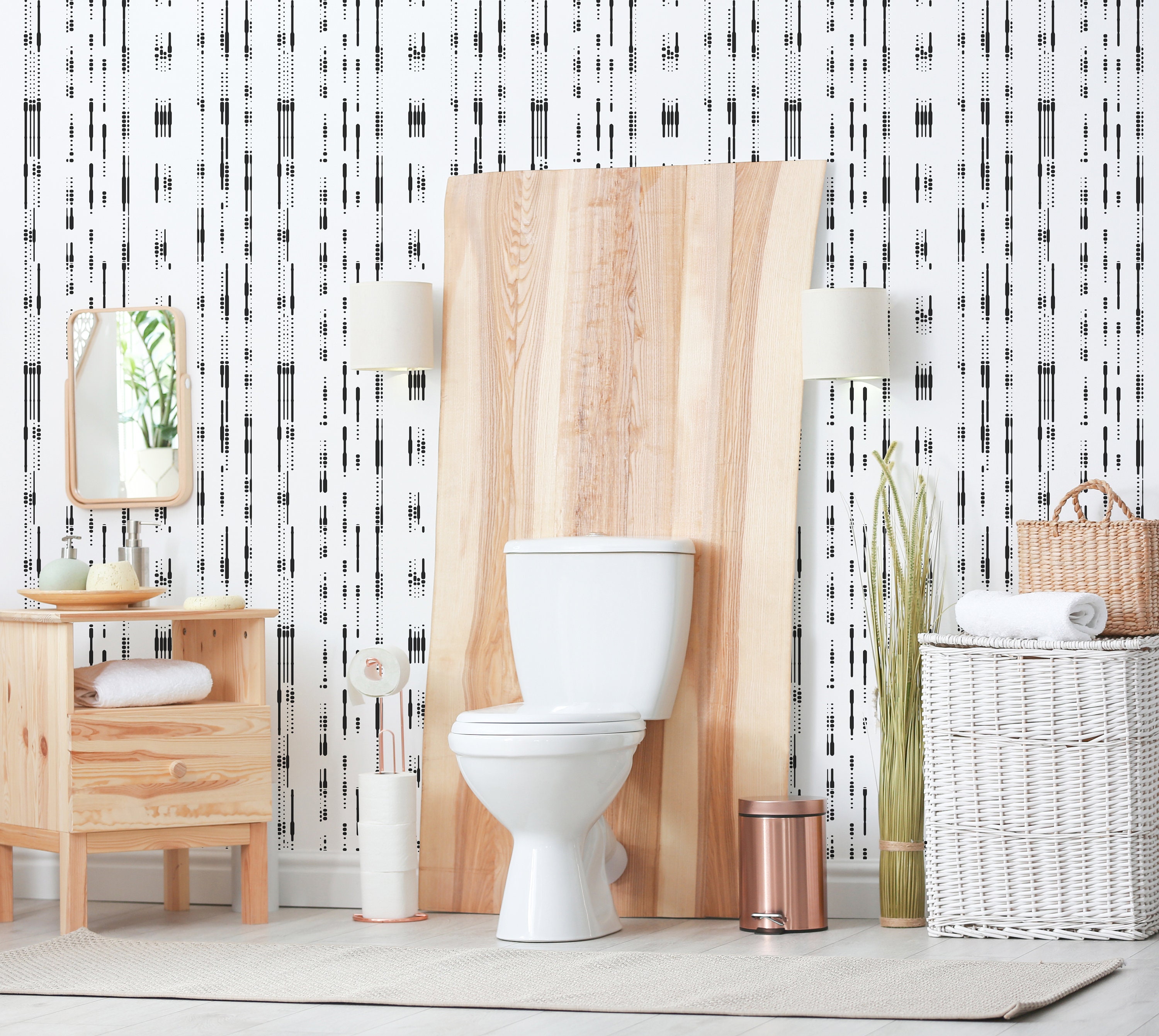 Morse Code Wallpaper Geometric Black and White Lines Peel - Etsy