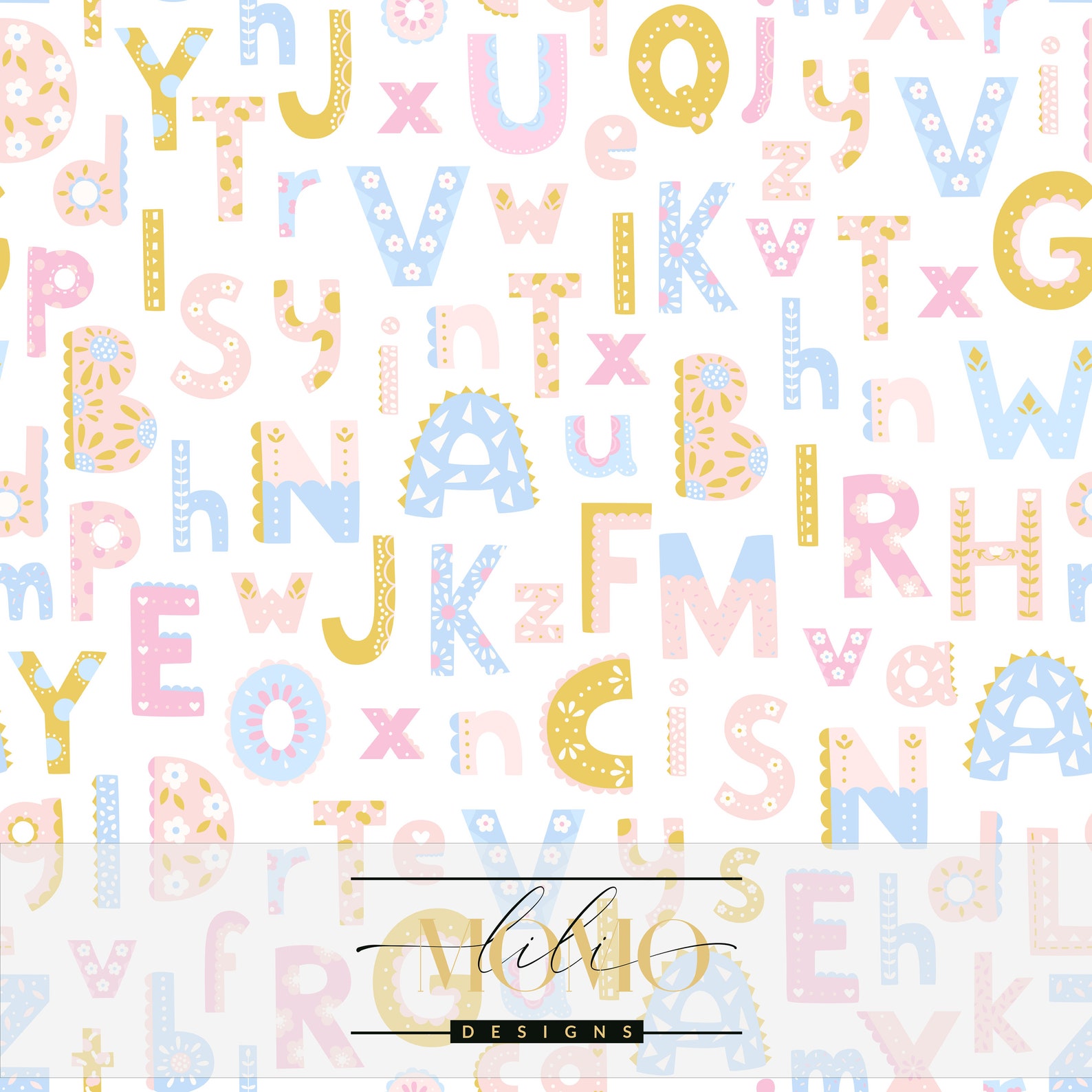 Colorful Alphabets Wallpaper Unisex Pink and Blue Alphabet - Etsy