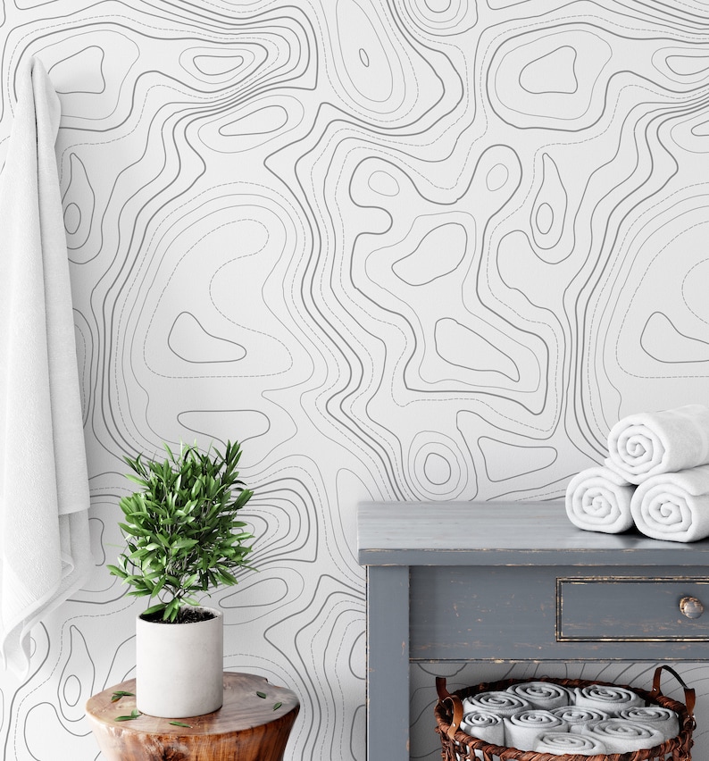 Topographic Map Wallpaper - Custom Color Topographic Lines Peel and ...