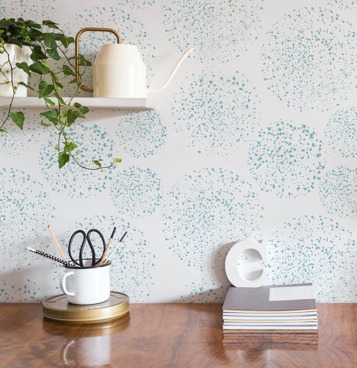 Teal Dandelion Splash Wallpaper - Delicate Peel and Stick Removable ...