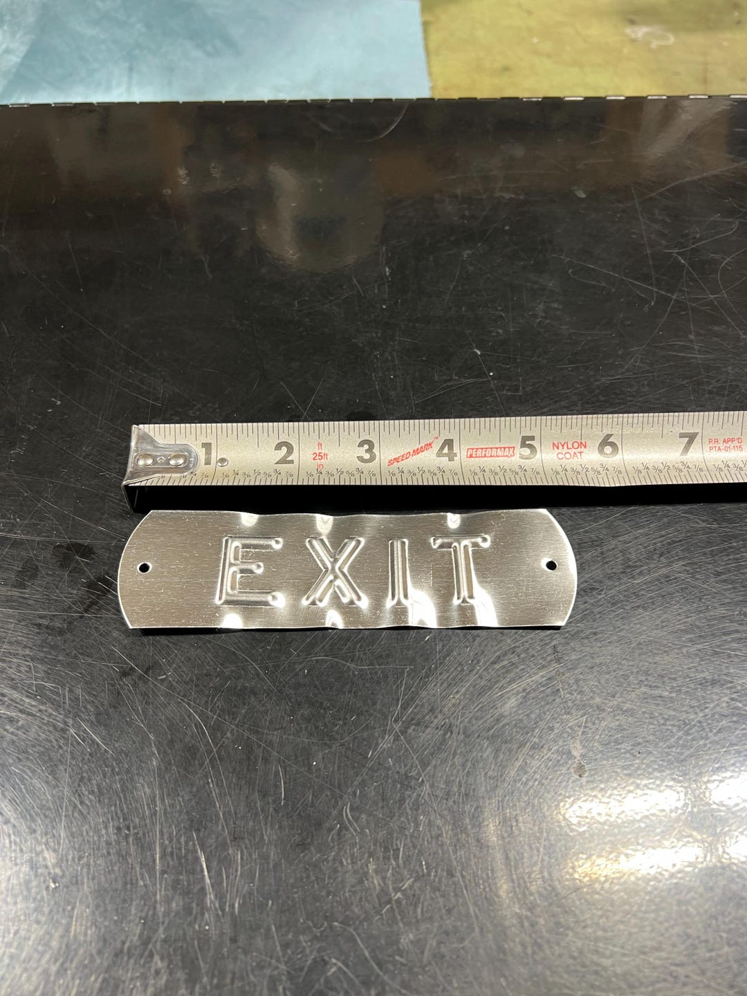 Exit Mancave Sign Label Industrial Stamped Aluminum Custom Embossed Raw ...