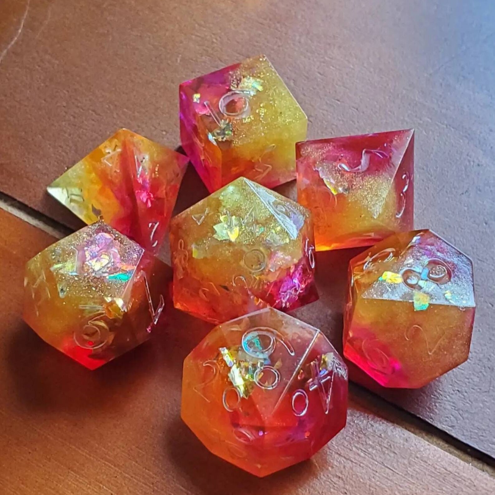 Supernova / Sharp Edge Dnd Dice/ 7pc Polyhedral Dice Set/ - Etsy