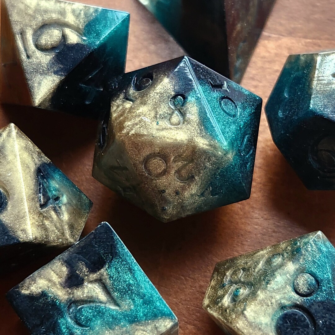 Gaia's Revelry/ Sharp Edge Dnd Dice/ 7pc Polyhedral Dice Set/ Dark ...