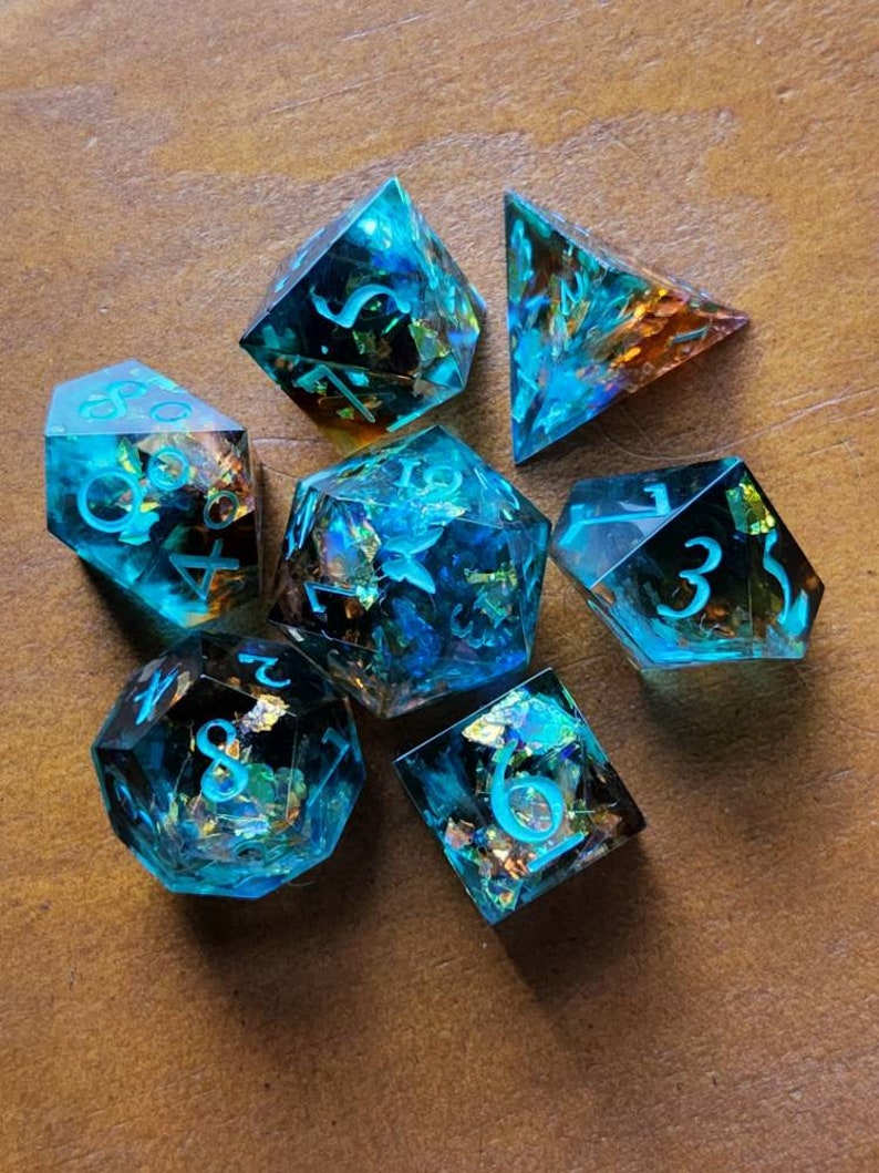 Rusty Spacerocket / Sharp Edge Dnd Dice/ 7pc Polyhedral Dice - Etsy