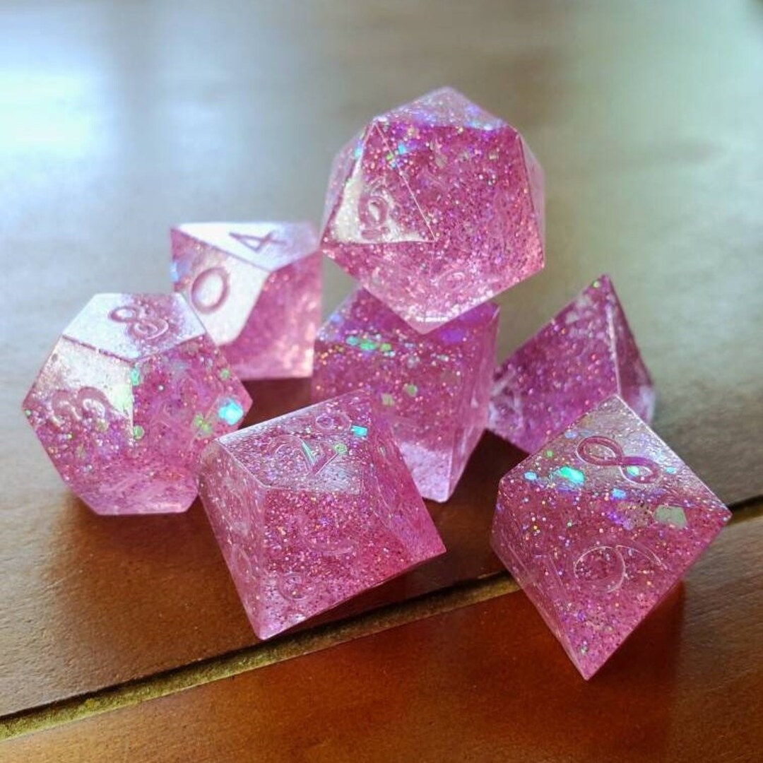 The Good Witch/ Sharp Edge Dnd Dice/ 7pc Polyhedral Dice Set/ Pink ...