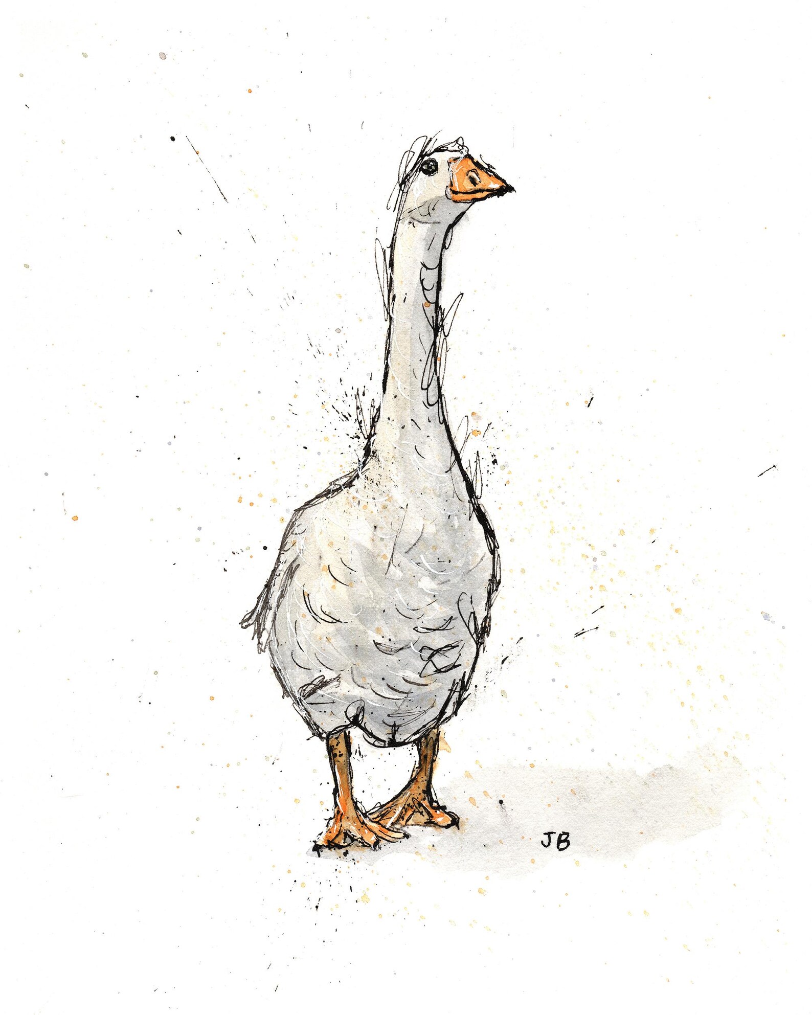 Goose Art Print - 8x10 Watercolor & Ink Farm Animal Wall Art, Country ...