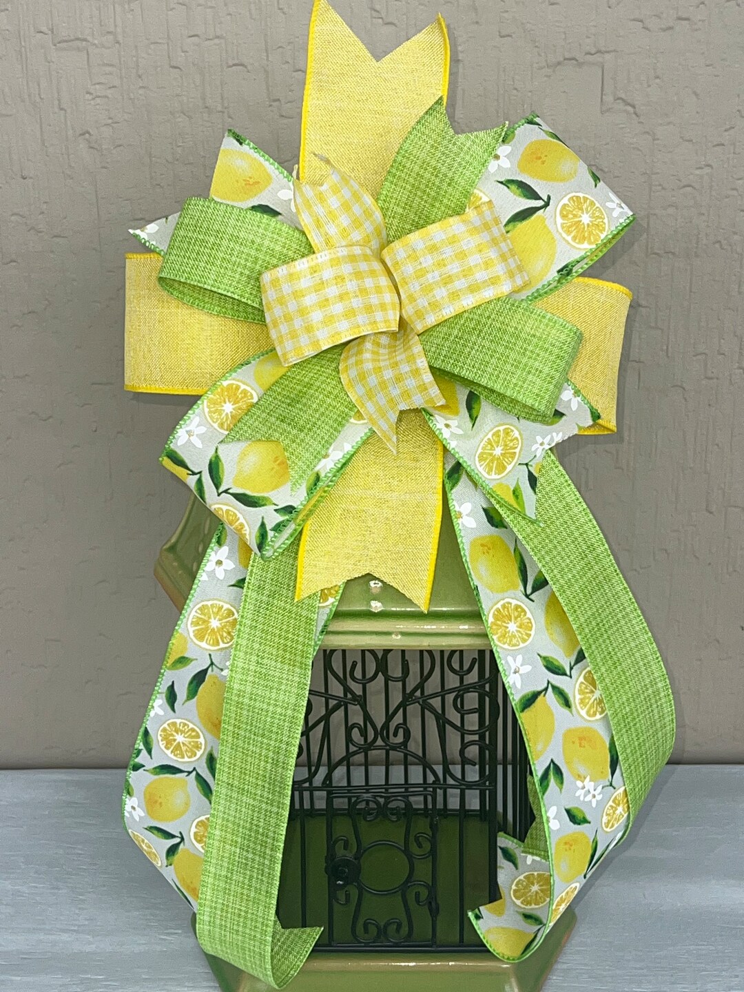 Lemon Bow Lemon Wreath Bow Lemon Lantern Bow Spring Wreath Bow