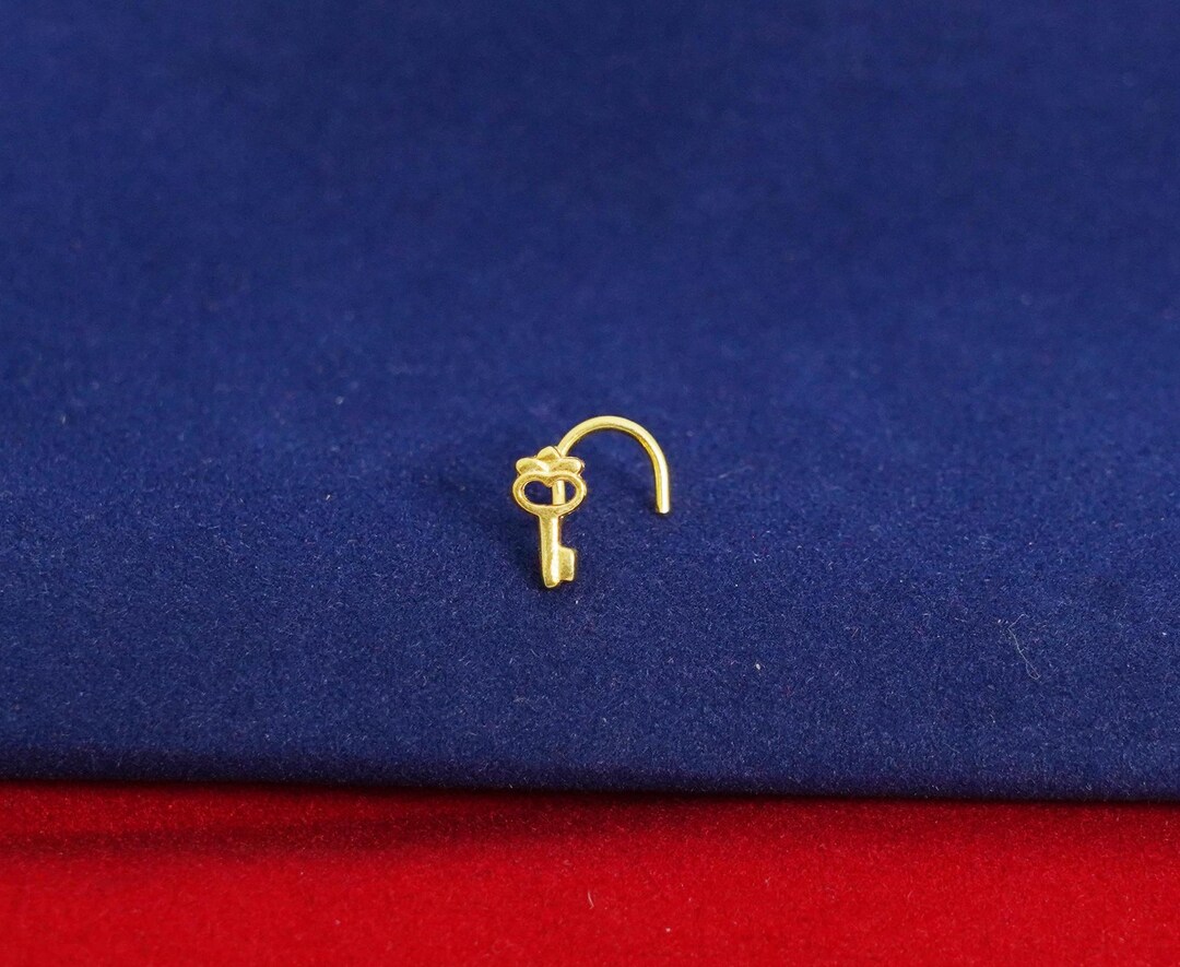 Gold Plated Key Nose Ring: 925 Sterling Silver Indian Nose Stud - Etsy